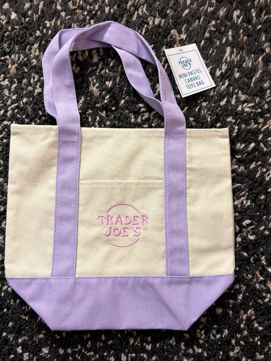 Trader Joe'S | Bags | Trader Joes Mini Pastel Canvas Tote Bag Lavender ...